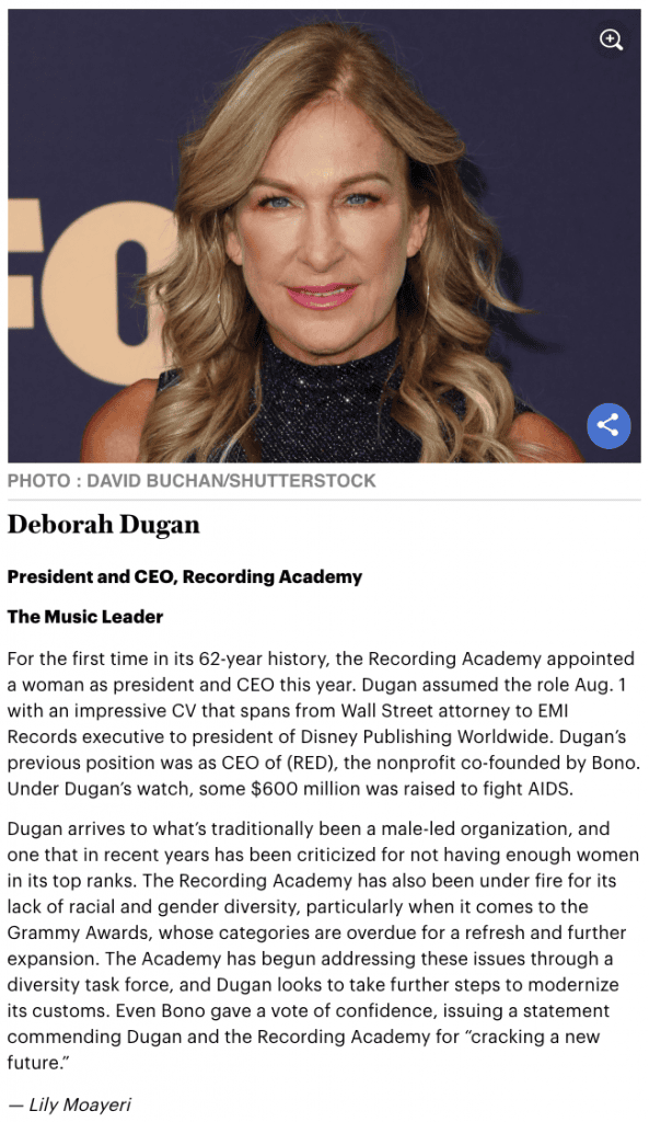10 Hollywood Women of the Moment in 2019: Deborah Dugan | Lily Moayeri